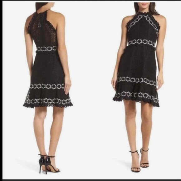 foxiedox | Dresses | Foxiedox Frances Embroidered Lace Halter Dress In ...